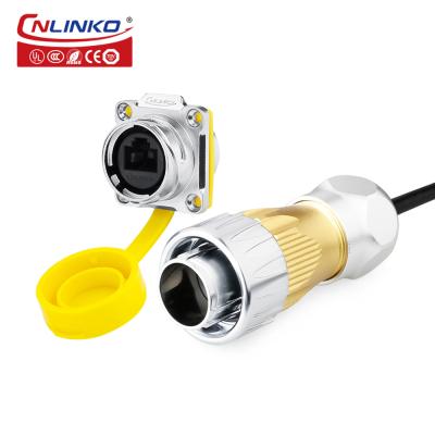 China Cnlinko CE/CCC Approval Metal Circular Ethernet Rj45 Industrial Connectors Outdoor Waterproof Rj45 Female Connector for sale