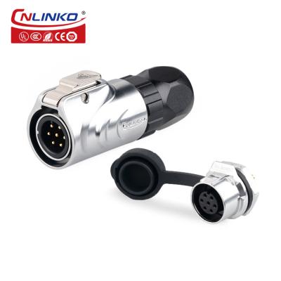 China Cnlinko M12 Metal 7 Pin Plug Socket IP68 Waterproof Electrical Connector with Dust Cover for sale