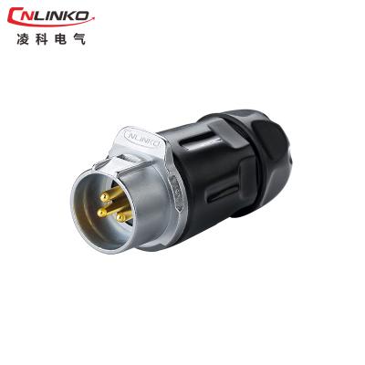 China CNLINKO Waterproof 220V 3 Pin Circular Male Electrical Plug IP68 with Dust Cover Solar Photovoltaic Connectors for sale