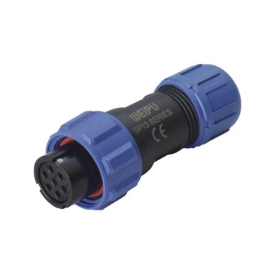 China WEiPU SP13 Plastic M13 Waterproof Circular Power Plug Socket Wire Joint Connector 2 3 4 5 7 9Pin for Solar Audio Visual System for sale