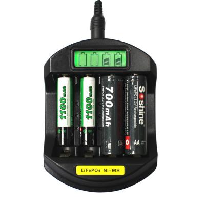China Soshine C5 LiFePO4 NiMH AA AAA LCD Quick Battery Charger 4 Slot USB DC 12V for sale