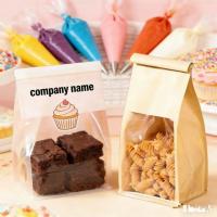 China Custom Printed Bread Food Kraft Paper Bags Resealable Mylar Window Flat Bottom Packaging for sale