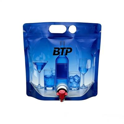 China Stand Up Spout Wine Packaging Bags Resealable Custom Handle Private Label Juice Storage for sale