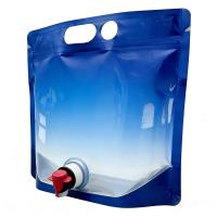 China Stand Up Spout Wine Packaging Bags Resealable Custom Handle Private Label Juice Storage for sale
