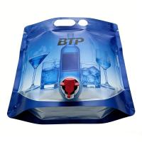 China Stand Up Spout Wine Packaging Bags Resealable Custom Handle Private Label Juice Storage for sale