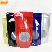 China Smell Proof Mylar Doypack Stand Up Pouch Resealable Transparent Window Food Grade Zipper for sale