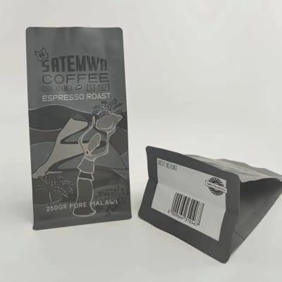 China Custom Printed Mylar Flat Bottom Pouch 1kg Coffee Beans Valve Aluminum Resealable Zipper for sale