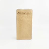 China Custom Kraft Paper Packaging One Way Valve Ziplock Coffee Moisture Proof Flat Bottom Bag for sale