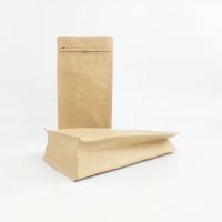 China Custom Kraft Paper Packaging One Way Valve Ziplock Coffee Moisture Proof Flat Bottom Bag for sale