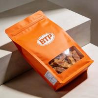 China Custom Logo Window Aluminum Foil Ziplock Resealable Food Packaging Flat Bottom Mylar Bag for sale