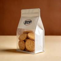 China Custom Printed Clear Window Flat Bottom Pouch Resealable Food Snacks Candy Packaging Bag for sale