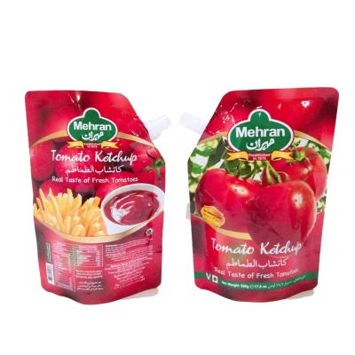 China Sauce Beverage Doypack Spout Pouch 500ml Custom Printed Mylar Plastic Packaging Stand Up for sale