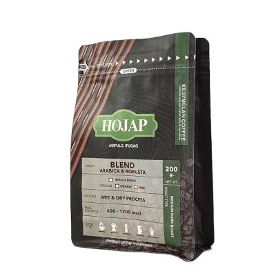 China Square Bottom Coffee Packaging Bags Custom Printed Front Zipper Durable Kraft Paper Food for sale