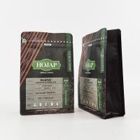 China Square Bottom Coffee Packaging Bags Custom Printed Front Zipper Durable Kraft Paper Food for sale
