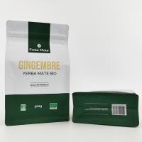 China 500g Stand Up Pouch Tea Flat Bottom Mylar Packaging Bag Custom Printed Resealable Doypack for sale