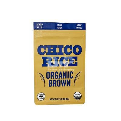 China 30oz 850g Rice Food Packaging Flat Bottom Mylar Plastic Bag Custom Printed Resealable for sale