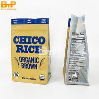 China 30oz 850g Rice Food Packaging Flat Bottom Mylar Plastic Bag Custom Printed Resealable for sale