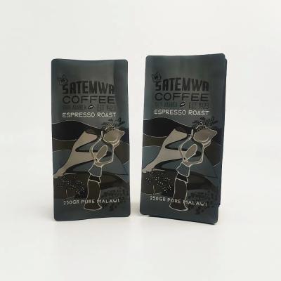 China Foil Valve Coffee Packaging Bags Custom Coffee Beans Flat Bottom Plastic Resealable Zipper for sale