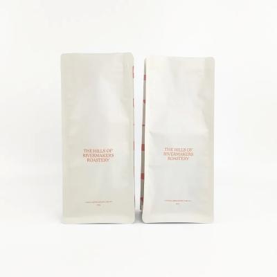 China Zipper One Way Valve Coffee Beans Flat Bottom Plastic Mylar Bag Custom Logo Resealable for sale