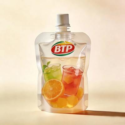 China Transparent Stand Up Spout Pouch Juice Beverage Sauce 150ml Custom Printed Logo Resealable for sale