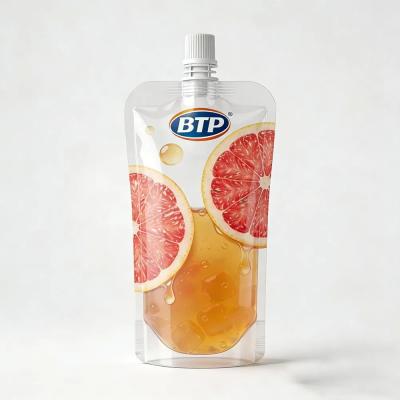 China Transparent Resealable Food Beverage Stand Up Spout Packaging Pouch Leak Proof OEM Size for sale