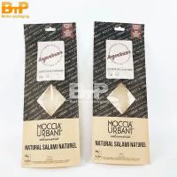 China Window Laminated Kraft Paper Three Side Seal Bags Custom Printed Resealable Doypack Mylar for sale