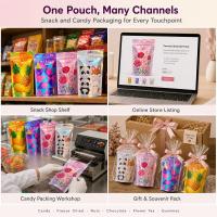 China Holographic Laser Stand Up Pouches High Barrier Aluminum Foil Zipper Bags Full Color Custom Printing Food Grade Self Standing Packaging Pouch With Hang Hole MOQ 100 for sale