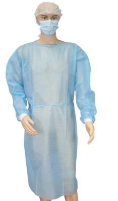 China Non Woven Disposable Isolation Gowns PP28g+PE18g Coated With Knitted Cuffs for sale