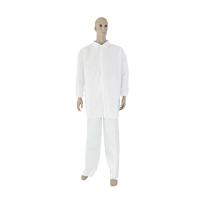 China White Non Woven Disposable Lab Gown With Zipper Elastic Cuffs Collar for sale