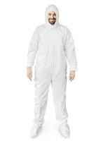 China Customized White SMS Polypropylene Coveralls With Zip Wrists Elastic for sale