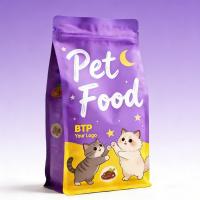 China MOQ 100pcs Custom-Printed Moisture Proof Food Grade Flat Bottom Gusset Stand up Pouch Resealable Zipper for Dry Pet Food & Snack for sale
