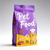 China MOQ 100pcs Custom-Printed Moisture Proof Food Grade Flat Bottom Gusset Stand up Pouch Resealable Zipper for Dry Pet Food & Snack for sale