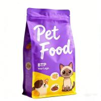 China MOQ 100pcs Custom-Printed Moisture Proof Food Grade Flat Bottom Gusset Stand up Pouch Resealable Zipper for Dry Pet Food & Snack for sale