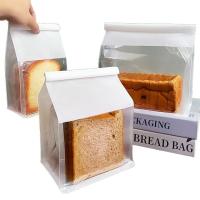 China Custom MOQ 1000pcs Clear Paper Stand-Up Bread Packaging Bags Self-Supporting Transparent Bakery Storage Pouches for sale
