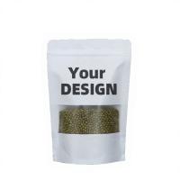 China Custom Reusable White Kraft Paper Bag Zipper Stand Pouch Food Packaging for Candy Cookie Snacks Sugar Featuring Window Carton for sale