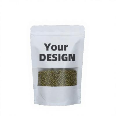 China Custom Reusable White Kraft Paper Bag Zipper Stand Pouch Food Packaging for Candy Cookie Snacks Sugar Featuring Window Carton for sale