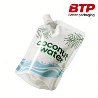 China Retail-Ready Food Grade Printed Spout Pouches with Custom Logo for Coconut Water Fruit Juices Supermarket Display (PE Material) for sale