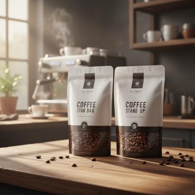 China Custom  Printed Food Grade Moisture Proof Resealable Stand up Bags for Coffee Beans & Ground Coffee Freshness Preservation for sale