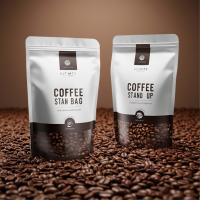 China Custom  Printed Food Grade Moisture Proof Resealable Stand up Bags for Coffee Beans & Ground Coffee Freshness Preservation for sale