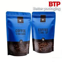 China Custom  Printed Food Grade Moisture Proof Resealable Stand up Bags for Coffee Beans & Ground Coffee Freshness Preservation for sale