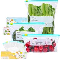 China Custom Multi-Size Fresh Food Storage Bags - Resealable Reusable Pouches for Fruits/Vegetables with Date & Content Label for sale