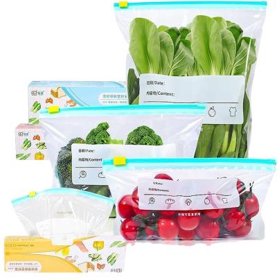 China Custom Multi-Size Fresh Food Storage Bags - Resealable Reusable Pouches for Fruits/Vegetables with Date & Content Label for sale