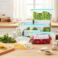 China Custom Multi-Size Fresh Food Storage Bags - Resealable Reusable Pouches for Fruits/Vegetables with Date & Content Label for sale