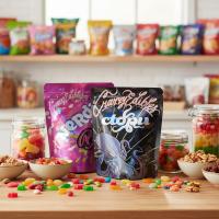 China Varieties 500mg 600mg Edible 3.5g PE Mylar Zipper Bags Holographic Candy Packaging Snack Packing Recycled Materials Customizable for sale