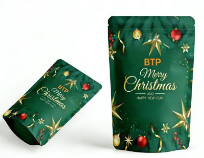 China Custom Christmas Candy Bags Cookies Pouch  Food Grade Plastic Packaging Zipper Mylar Bags Gift Packaging Digital Printing for sale