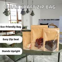 China Brown Clear Front Recycled Kraft Paper Back Corner Flat Zip Lock Food Grade Digital/Gravure Printing Stand Pouch Packaging Bag for sale