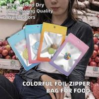 China Low MOQ 100pcs Matte Colorful PE Mylar Heat Seal Zipper Bags with Window Moisture Proof Food Packaging for Milk Jelly Snacks for sale