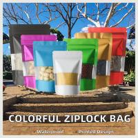 China MOQ 100pcs Colorful Metalized Moisture Proof Heat Seal Ziplock Bag Frosted Window Stand Pouch VMPET Food Packaging Flour Feed for sale