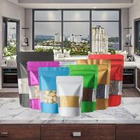 China MOQ 100pcs Colorful Metalized Moisture Proof Heat Seal Ziplock Bag Frosted Window Stand Pouch VMPET Food Packaging Flour Feed for sale