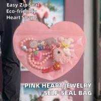 China MOQ 100pcs Custom Printed Pink Heart-shaped Valentine's Day Candy Packaging Bag with Zipper Top Self-sealing Food Bag for sale